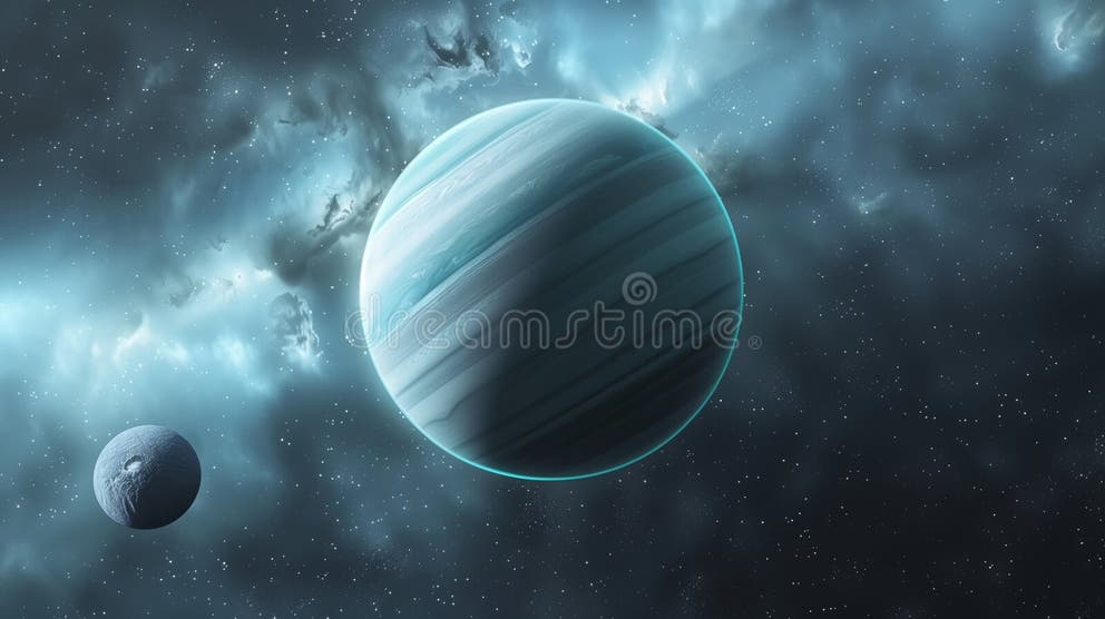 Realistic Uranus Planet in Space Stock Illustration - Illustration of ...