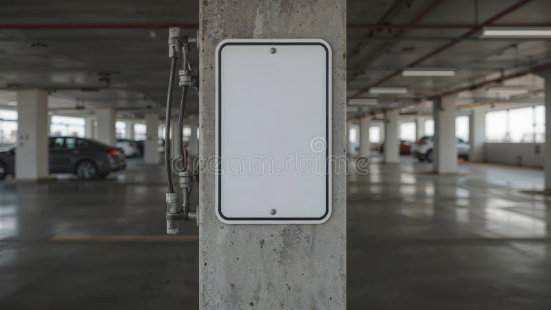 Blank Signboard on Concrete Pillar in Parking Garage – Urban Mockup ...