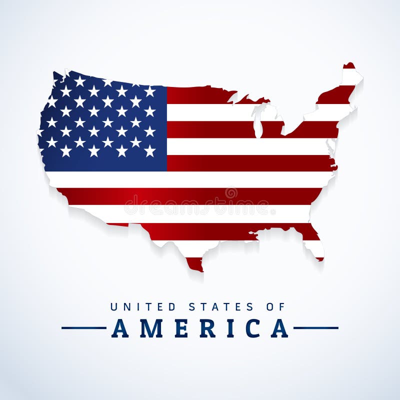 Realistic USA Flag in the Form of a Country Map - Vector Stock Vector ...