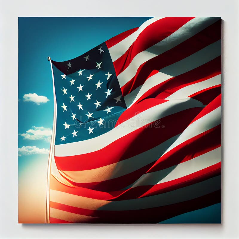Realistic USA Flag Generative AI Stock Illustration - Illustration of ...