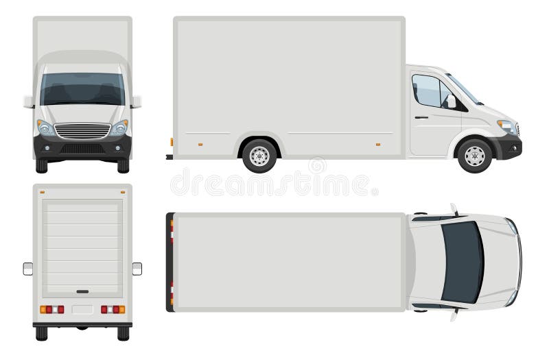 Realistic Van Vector Illustration Side, Front, Back, Top View Stock ...