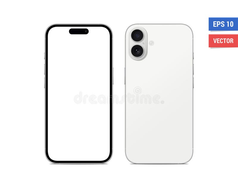 Realistic Vector Apple IPhone 16 Plus Mockup with Blank Screen Isolated ...