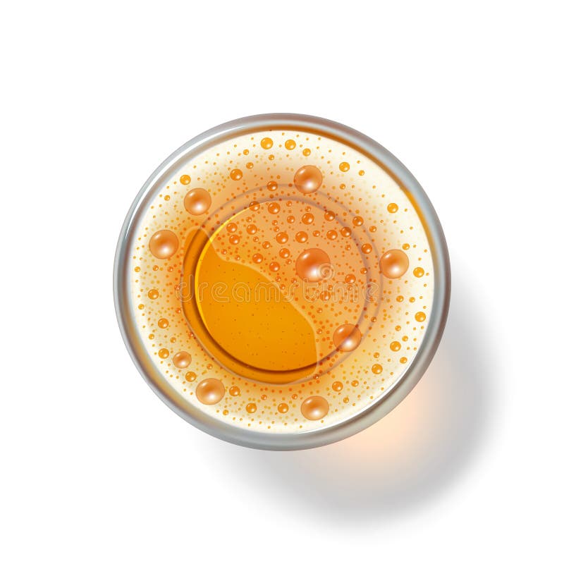 Realistic Vector Beer in Glass Top View, Foamy Light Beer Stock Vector ...
