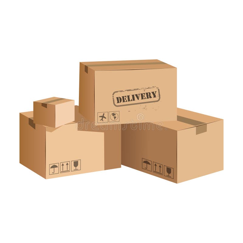 Realistic Vector Brown Cardboard Box-01 Stock Vector - Illustration of ...