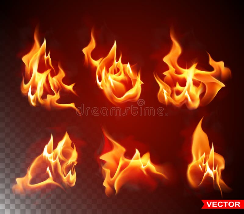 Realistic Vector Burning Fire Flame Bright Element Stock Vector ...