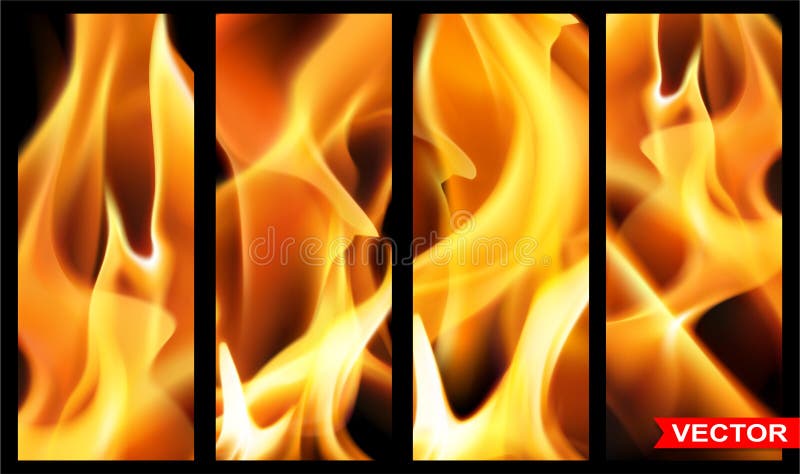Realistic Vector Burning Fire Flames Background Stock Vector ...