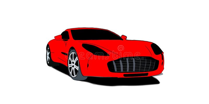 Realistic Vector Car in Red with Isometric View, Using Auto Tracing ...