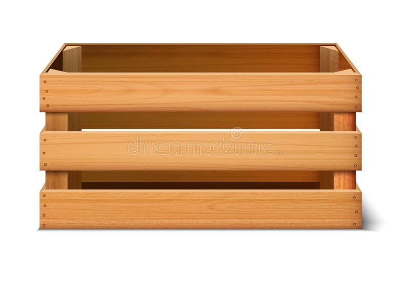Realistic Vector Cargo Storage Wooden Box Front View. Isolated on White ...