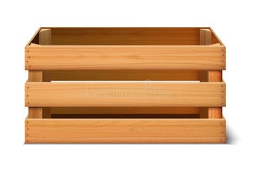 Realistic Vector Cargo Storage Wooden Box Front View. Isolated on White ...