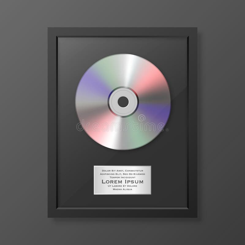Realistic Vector Cd and Label in Glossy Black Frame Icon Stock Vector ...