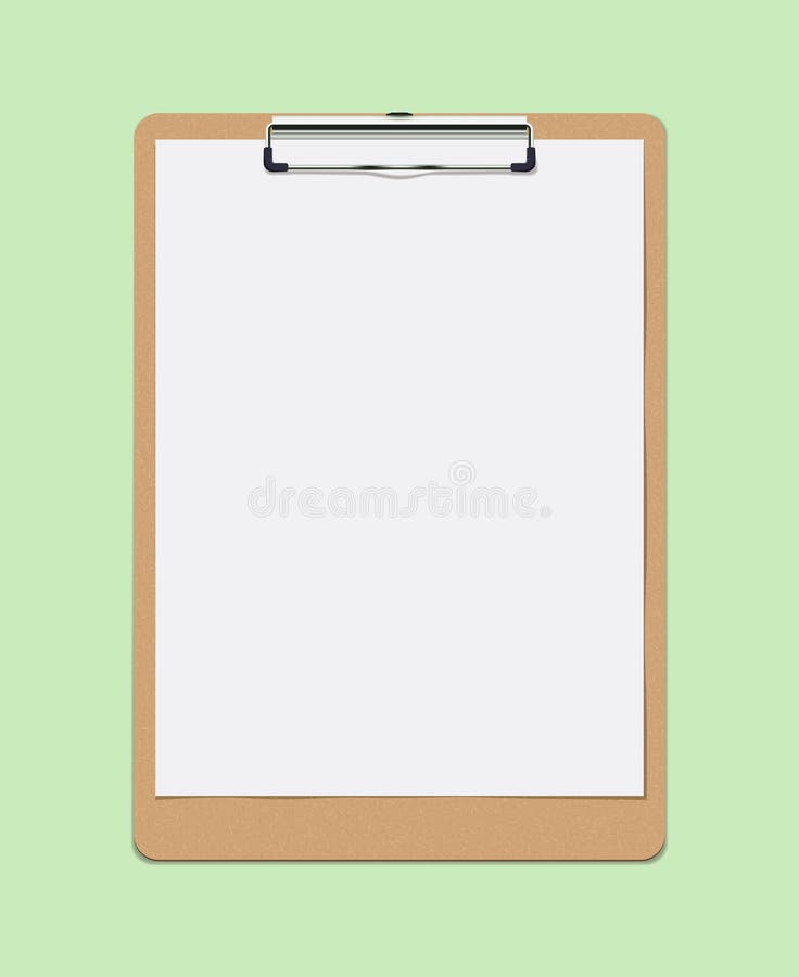 Realistic Clipboard with Blank White Paper Leaf Stock Vector ...