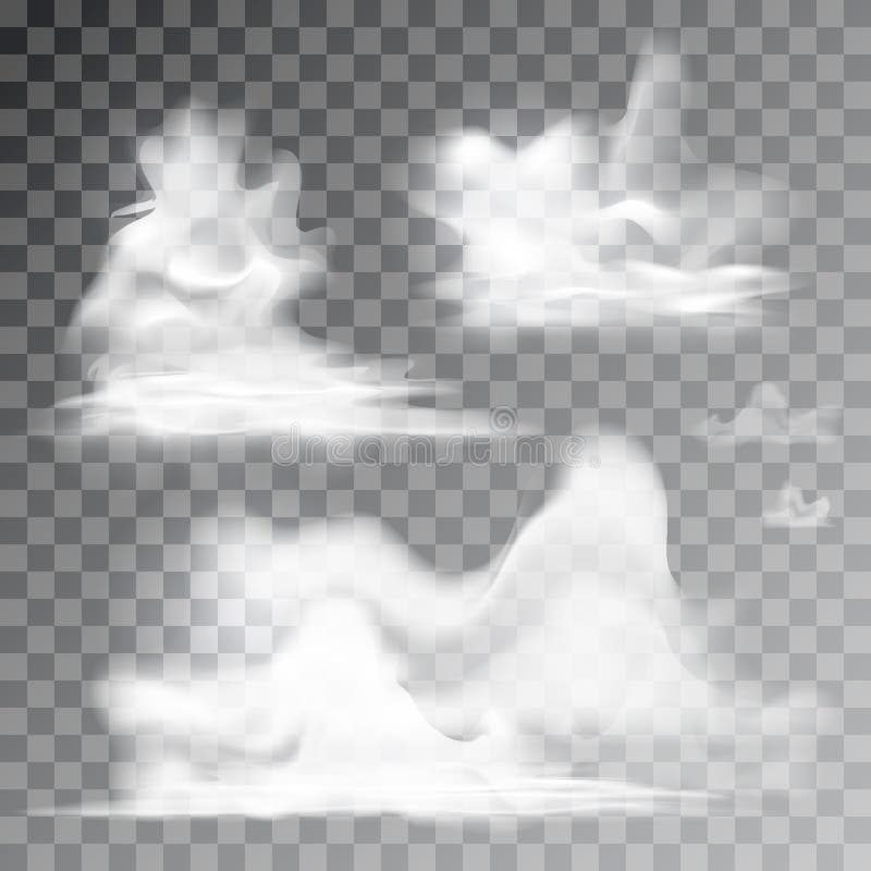 Realistic Vector Clouds Collection, Smoke, Fog or Cloudy Sky Stock ...