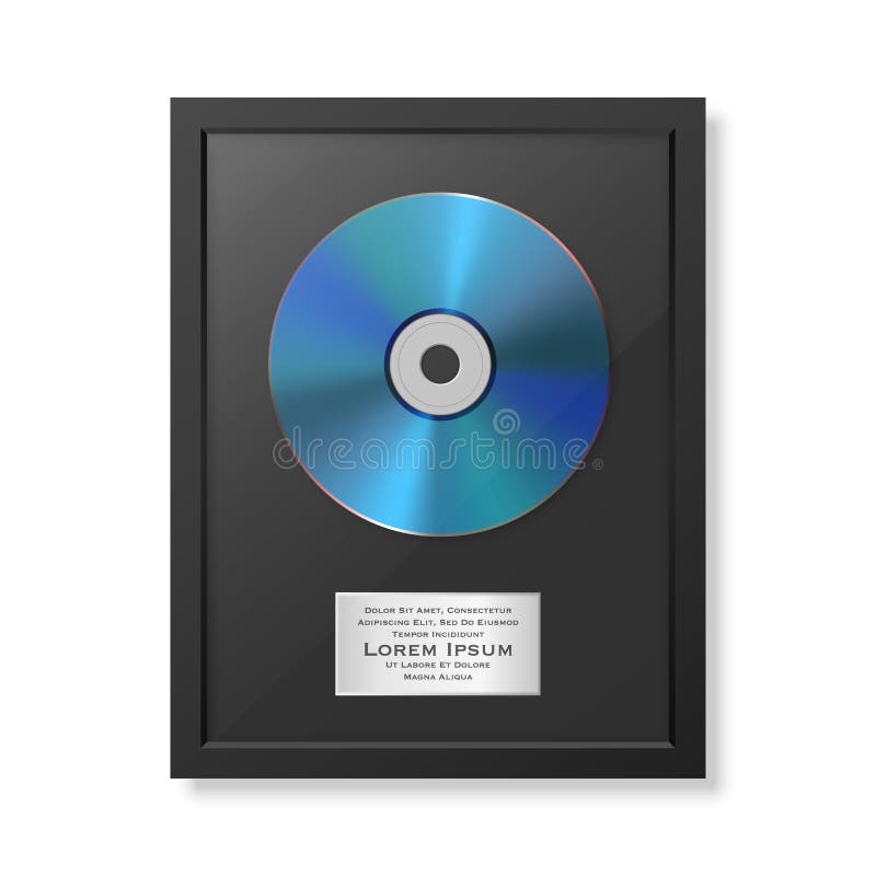 Realistic Vector 3d Blue CD and Label with Black Frame Isolated. Single ...