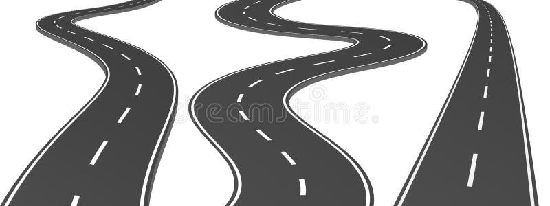 Realistic Vector 3d Set of Curved Roads and Highways. Vector Graphic ...
