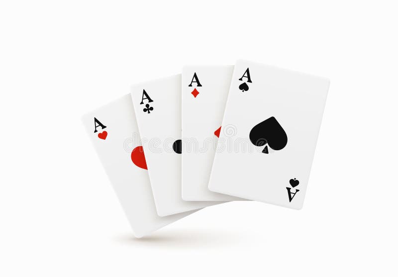 Realistic Vector Design of Winning Hand Four Ace. Playing Poker. Set of ...