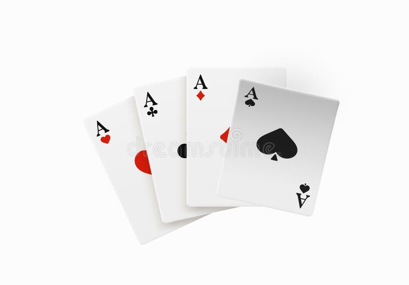 Realistic Vector Design of Winning Hand Four Ace. Playing Poker. Set of ...