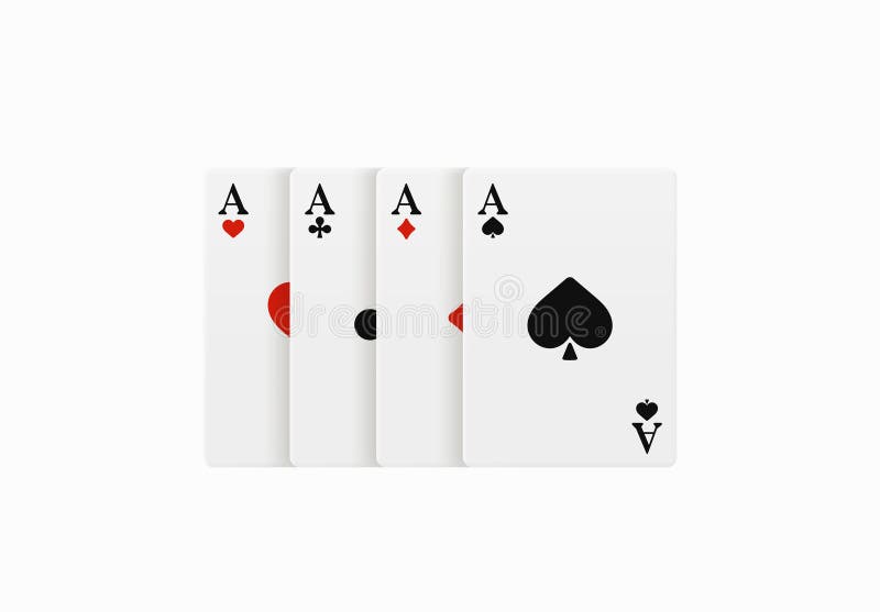 Realistic Vector Design of Winning Hand Four Ace. Playing Poker. Set of ...