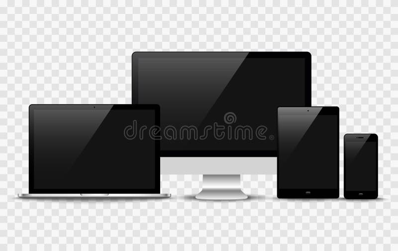 Realistic Vector. Device Set: Monitor Laptop, Tablet and Phone Template ...