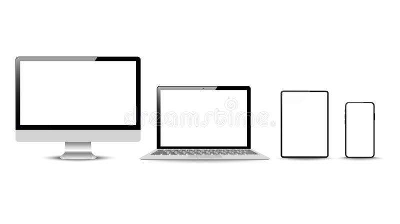 Realistic Vector. Device Set: Monitor Laptop, Tablet and Phone Template ...
