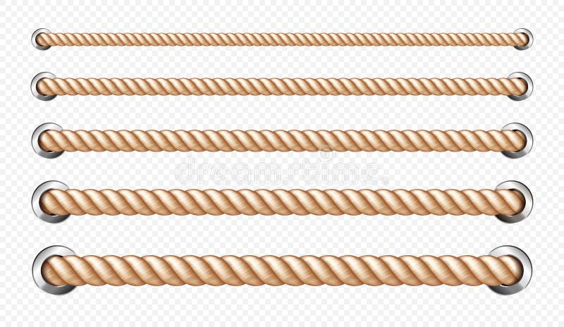 Realistic Vector Fiber Ropes Set Isolated on Transparent Stock ...