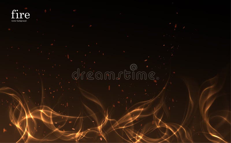 Realistic Vector Fire Effect Background with Flying Particles. Stock ...