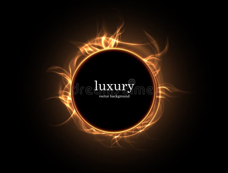 Realistic Vector Fire Ring Effect Background and Black Circle Frame ...