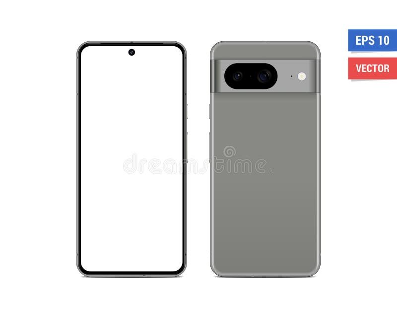 Realistic Vector Flat Google Pixel 8 Mockup with Blank Screen Isolated ...