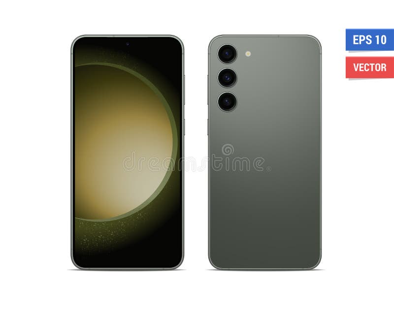 Realistic Vector Flat Mock-up Samsung Galaxy S23 Plus with Blank Screen ...