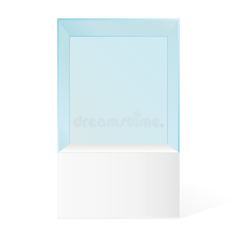 Realistic Vector Glass Square Showcase. Empty Glass Box in Room Stock ...