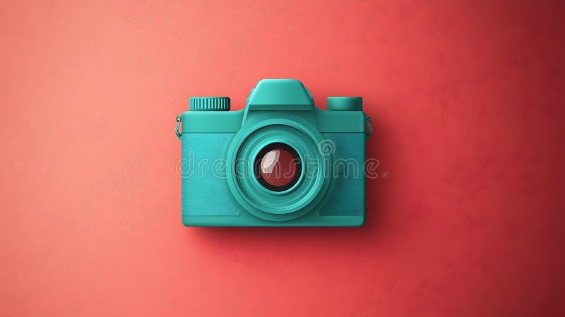 Realistic Vector of a Glossy Teal Camera Icon Placed on a Matte Stock ...