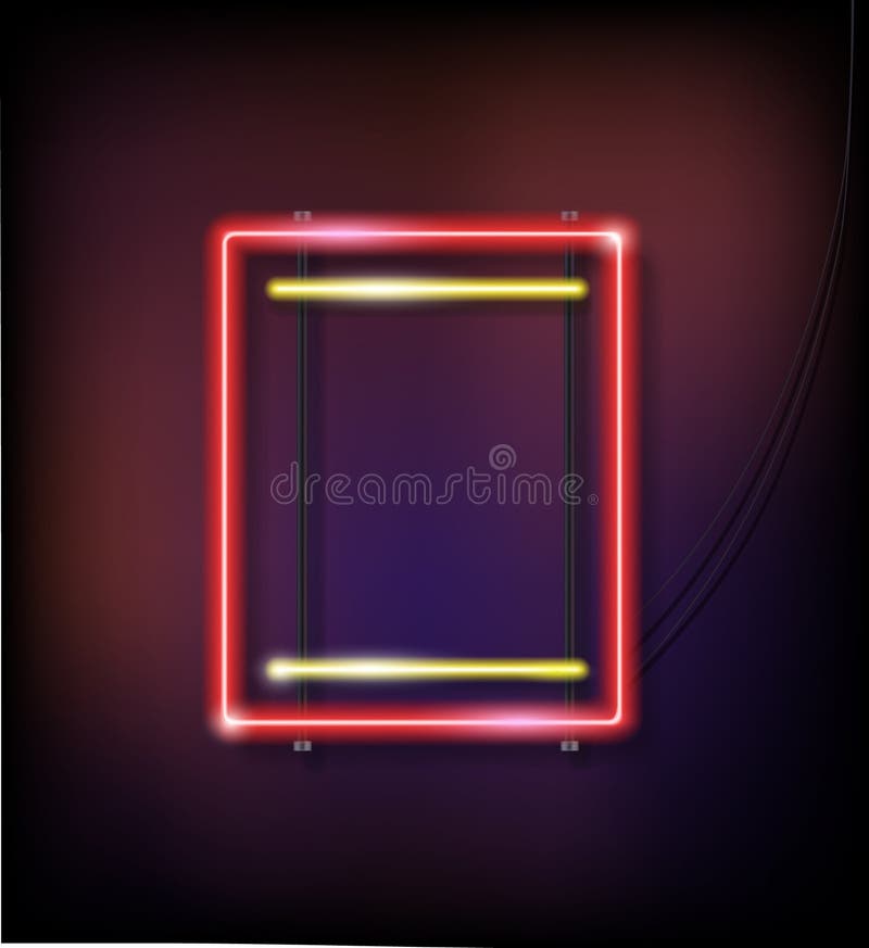 Realistic Glowing Neon Frame Stock Vector - Illustration of neon ...