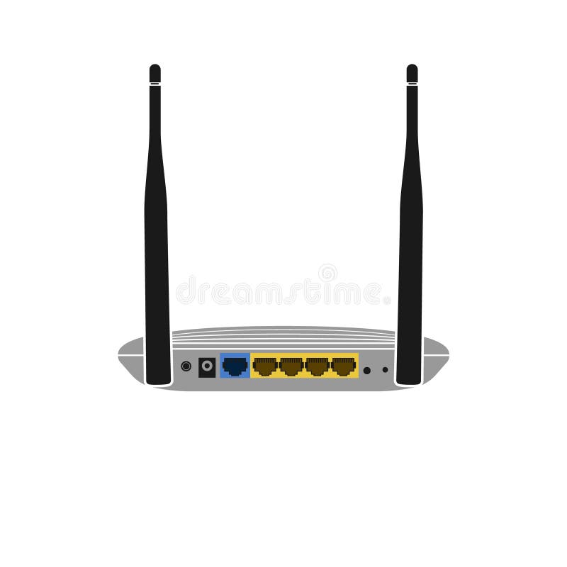 Realistic Vector Icon of the Back Side of a Wi-Fi Router with Two ...