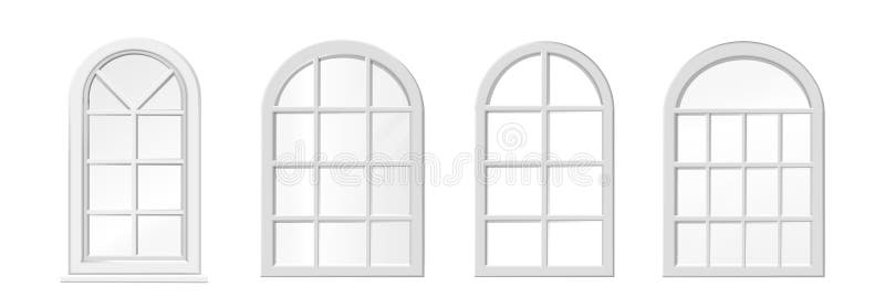 3d Realistic Vector Icon Illustration. Arched White Wood Windows ...