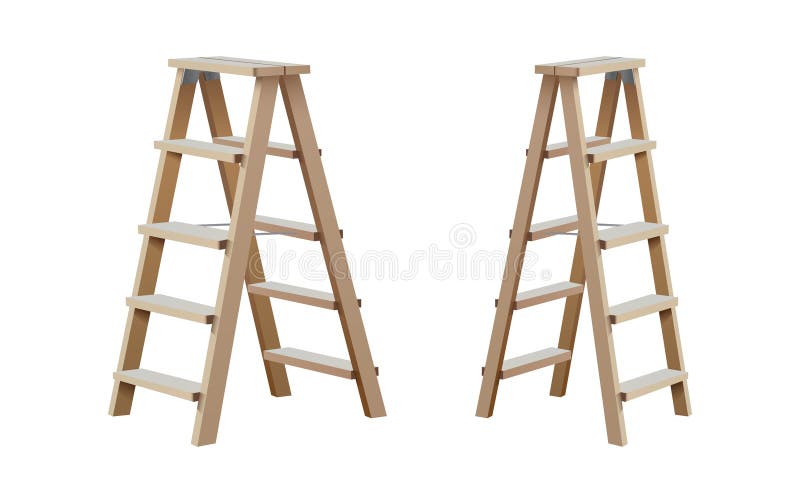 3d Realistic Vector Icon Illustration. Wooden Ladder in Front and Side ...