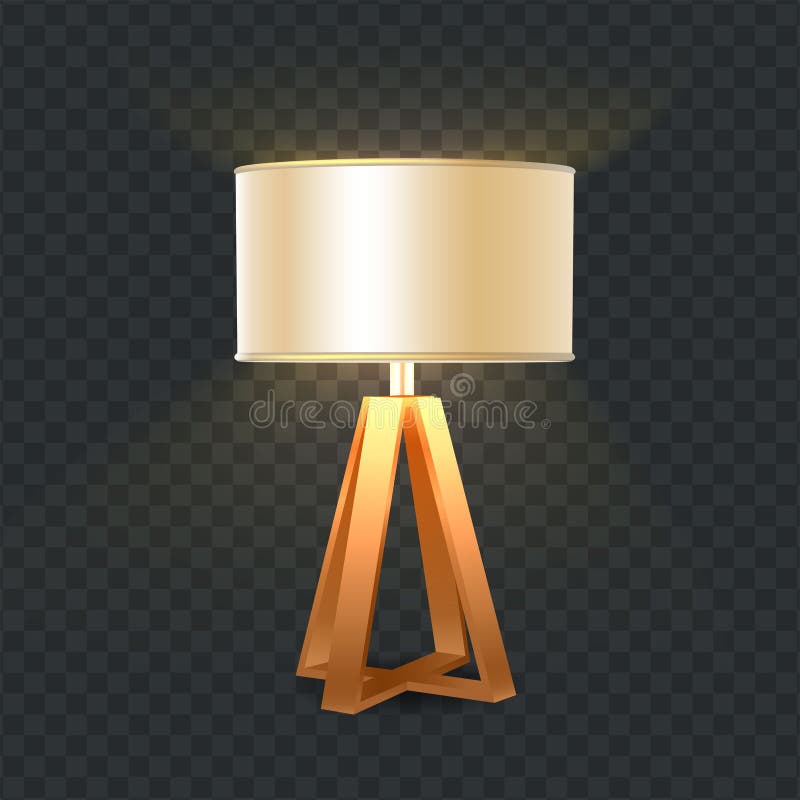 Realistic Vector Icon. Modern Table Lamp with Wooden Decorative Legs ...