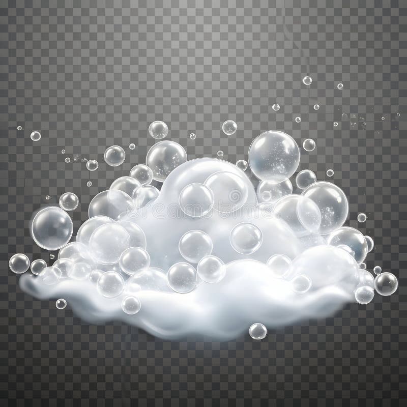 Bath Foam Realistic Concept Large Bubbles of Lush White Foam on the ...