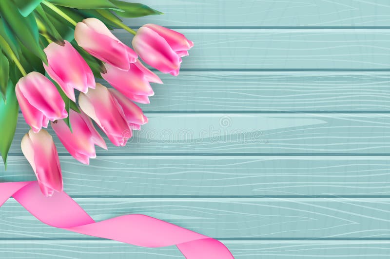 Realistic Vector Illustration Colorful Tulips Background Stock ...