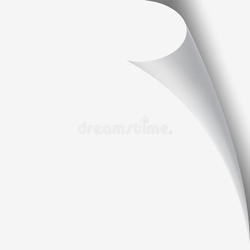 Realistic Vector Illustration of a Curled White Paper Corner Creating a ...
