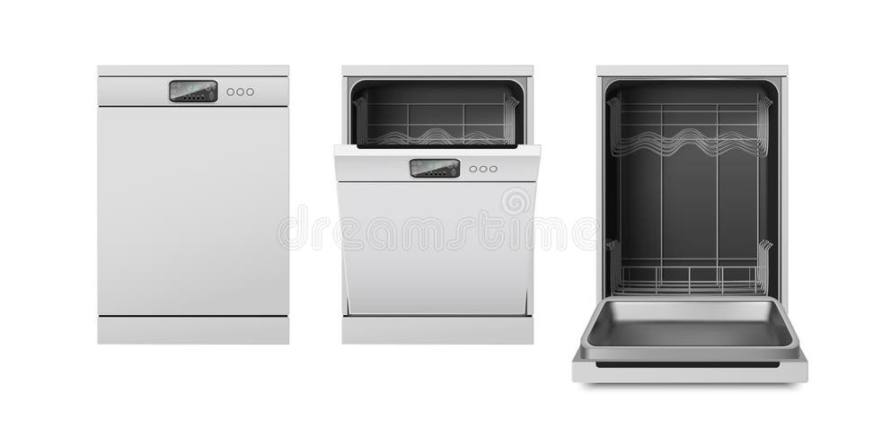 Realistic White Dishwasher Machine Stock Illustrations – 158 Realistic ...