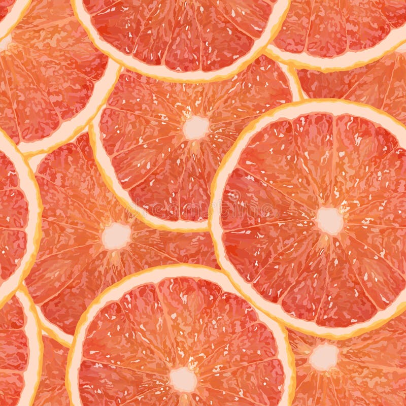Realistic Vector Illustration Of A Grapefruit Slice Seamless Pattern Stock Vector - Illustration ...