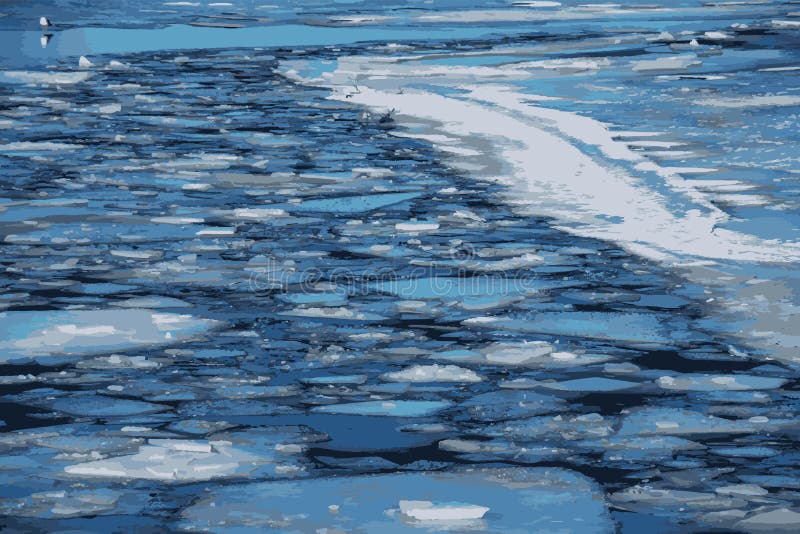 Realistic Vector Illustration of an Icy River Surface. Texture of Ice ...