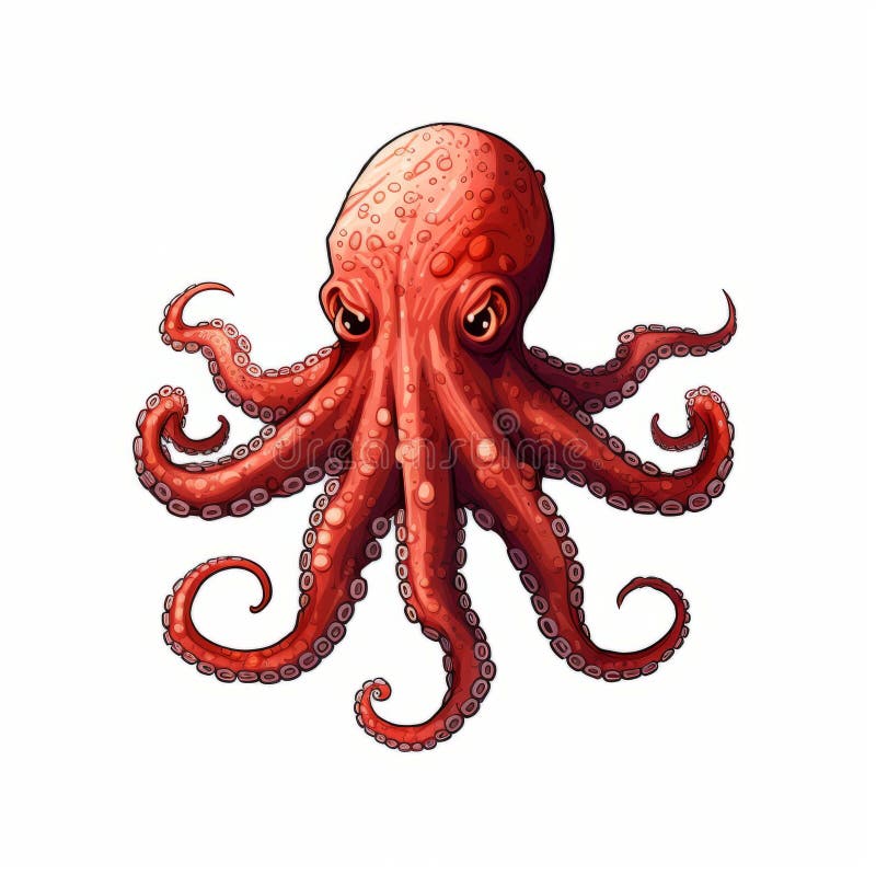 Realistic Vector Illustration of a Red Octopus Stock Illustration ...