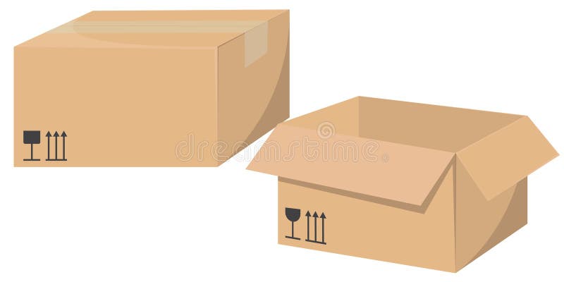 Realistic Vector Illustrations of Cardboard Boxes for Delivery ...
