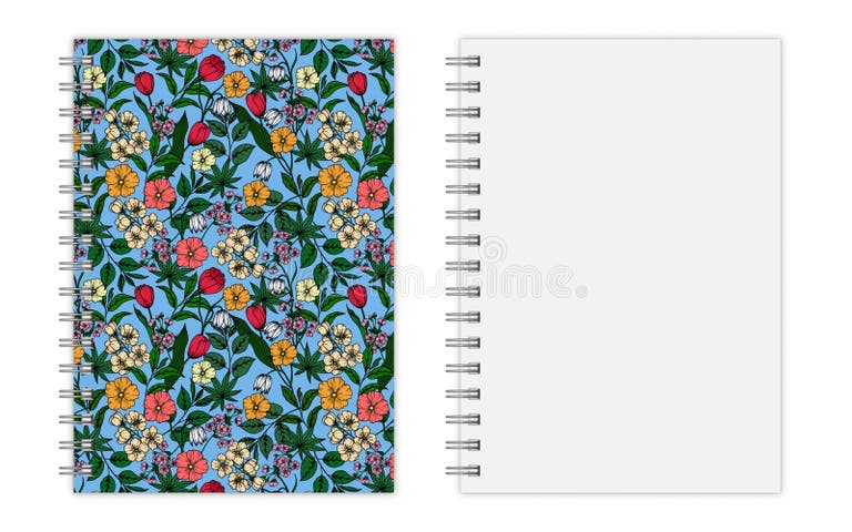 Spiral Notebook Floral Design Stock Illustrations – 242 Spiral Notebook ...