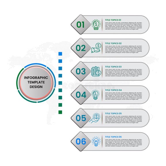 Realistic Vector Infographic Template Design. 6 Steps Flat Simple ...