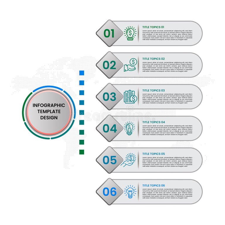 Realistic Vector Infographic Template Design. 6 Steps Flat Simple ...