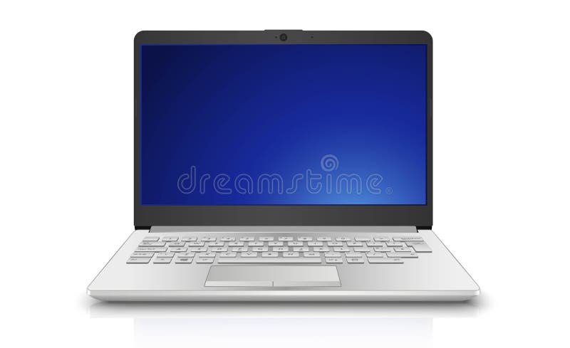 Realistic Vector Laptop Computer Front View. Isolated on White ...