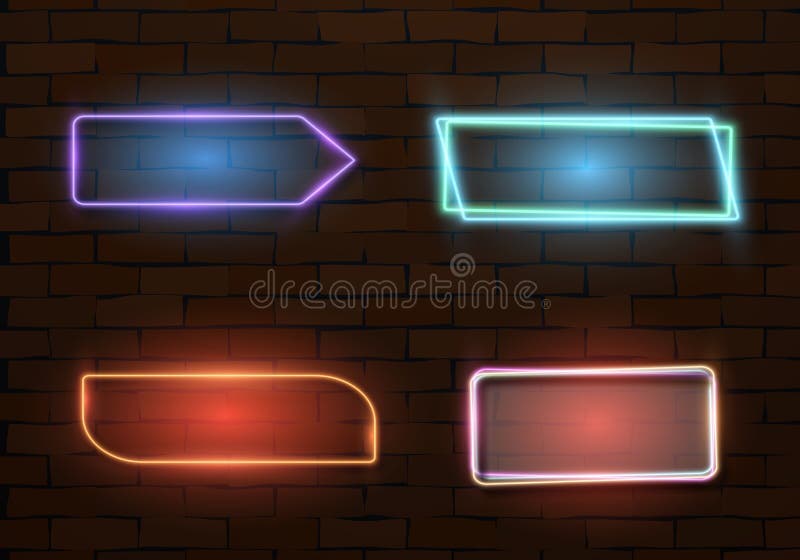 Realistic Vector Neon Sign. Neon Frame Set Stock Vector - Illustration ...