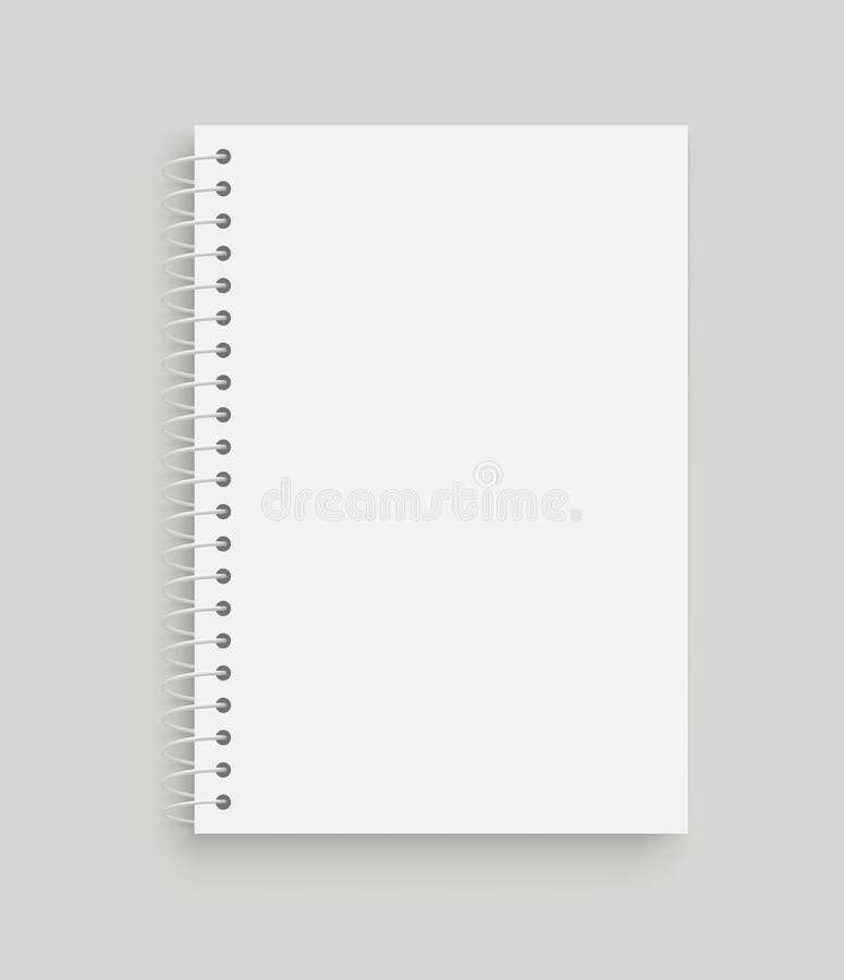 Realistic Vector Notebook on Transparent Background. Front View Stock ...