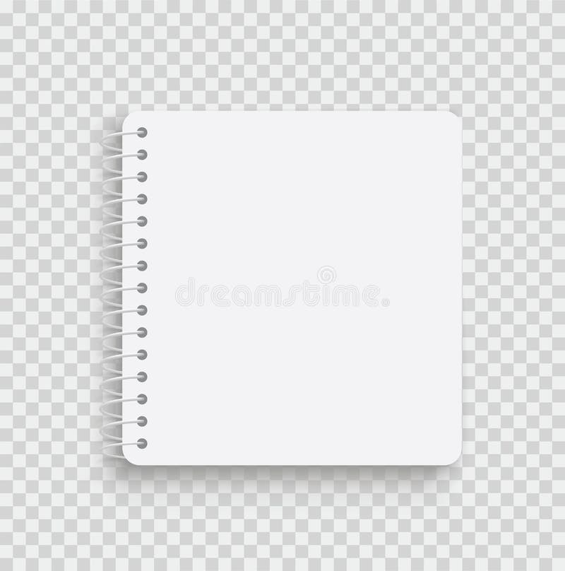 Realistic Vector Notebook on Transparent Background. Front View Stock ...